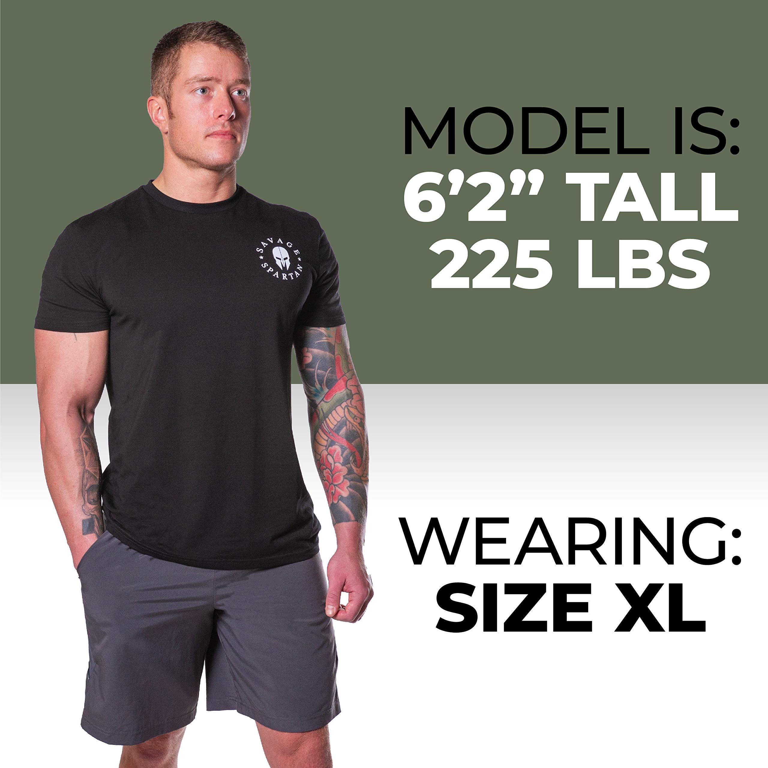 Savage Spartan Muscle T-Shirt for Men - American Warrior Helmet Athletic Fit Tee (X-Large, Black)