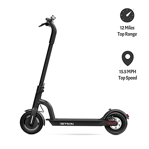 Jetson Eris Adult Electric Scooter - Includes Easy Folding Mechanism, LCD Display, Integrated Phone Holder, Reach Speeds up to 14 MPH, Range of up to 12 Miles, Ages 12+, Black, JERIS-BLK