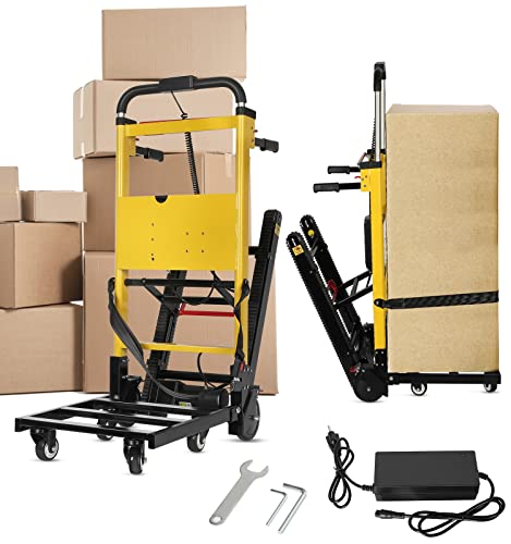 Electric Stair Climbing Hand Trucks Dolly 120W Motor 440Lbs Load Folding Electric Stair Climber Cart with Charger Lithium Battery 6 Solid Wheels for Moving Climbing Stairs Logistics Distribution