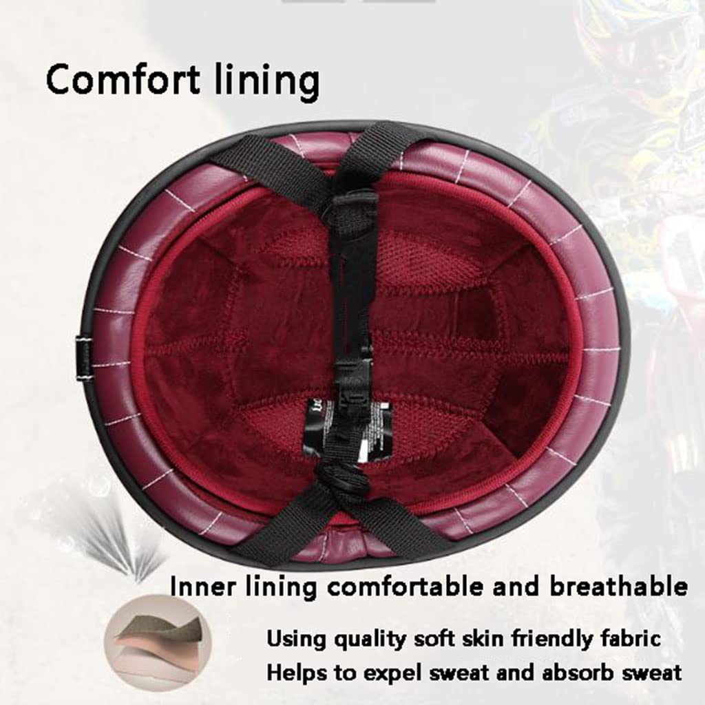 DOT Approved Retro Style Open Face Half Helmet, German Vintage Skull Cap Helmet, with Goggles Motorcycle Chopper Scooter Moped ATV Cruiser Helmet, Four Seasons for Adults Unisex-B-M(55-56CM)