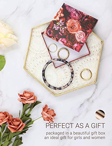 Mymazn key Ring Bracelet Wristlet Keychain Bangle Keyring for Women, Acetate Round Key Chain (Tortoise)