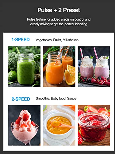 Yabano Countertop Blenders for Kitchen, Professional Electric Blender for Shakes and Smoothies, 2 Adjustable Speeds & Pulse Function, 6 Stainless Steel Blades & 50oz Jar, BPA Free, Easy to Clean