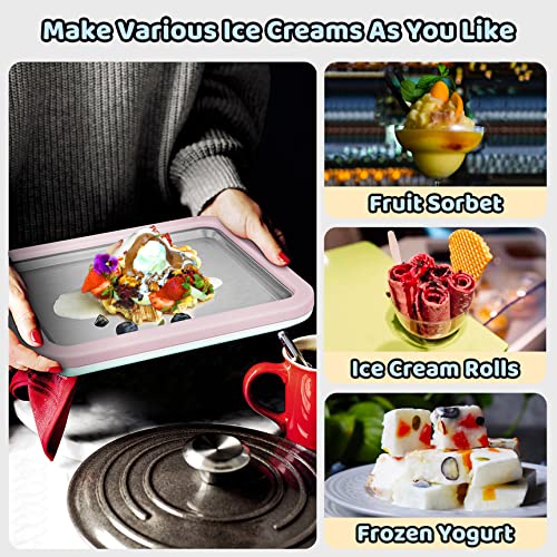 JoyMech Ice Cream Roll Maker Rolled Ice Cream Machine, Sweet Spot Pan, Instant Cold Plate, Ideal for Making Rolled Ice Cream Soft Serve Slushies Frozen Yogurt Sorbet and Gelato (Light Pink)