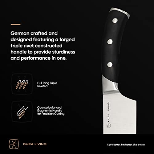DURA LIVING 2-Piece Professional Kitchen Knife Set β Ultra Sharp, Precision Forged High Carbon German Stainless Steel, 5" Utility & 3.5" Paring Knives, Ergonomic Handle, Multipurpose, Black