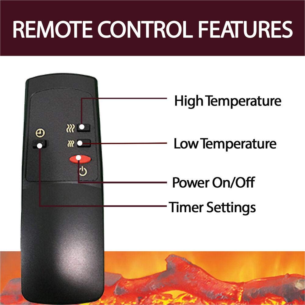 Cambridge 23 Inch 5118 BTU Freestanding Electric Fireplace Heater Insert for Vacant Chimney Fireplaces with Realistic Flames, 7.5-Hour Timer, Remote Control, Charred Logs and Grate, Black
