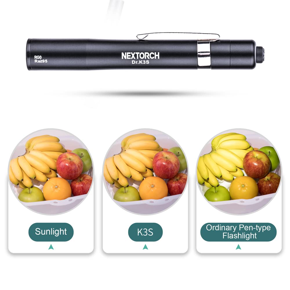 NEXTORCH Professtional Medical LED Penlight Flashlight with a Clip Small Torch for Nursing Students Doctors AAA Battery K3S