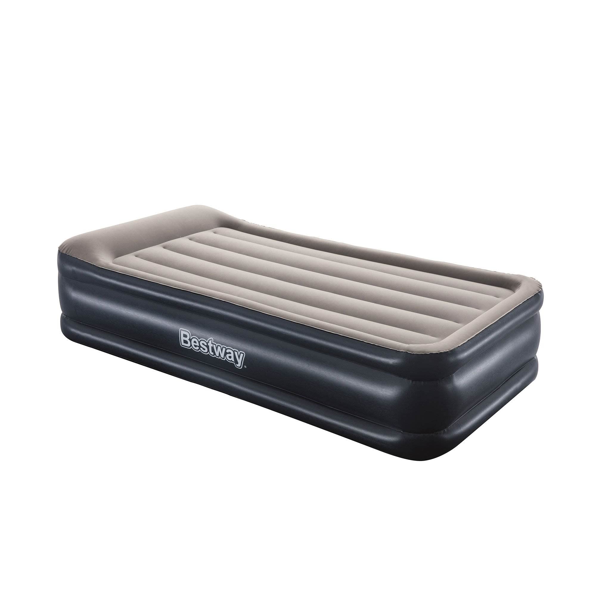 Bestway Tritech Inflatable Air Mattress 18 Inch Twin-Sized Bed with Built-in Air Pump, Storage Bag, and Repair Patch for a Single Person