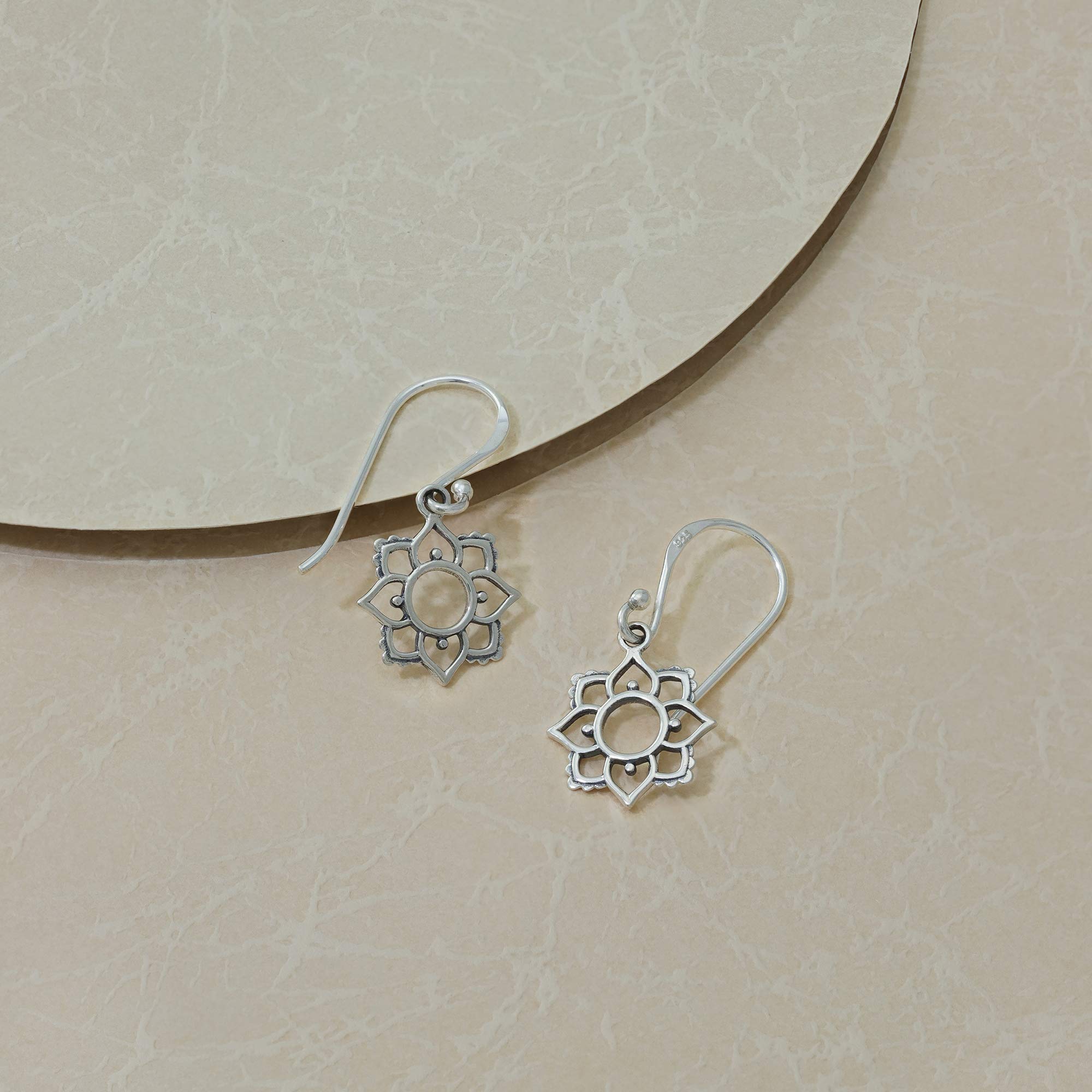Boma Jewelry Sterling Silver Lotus Dangle Earrings