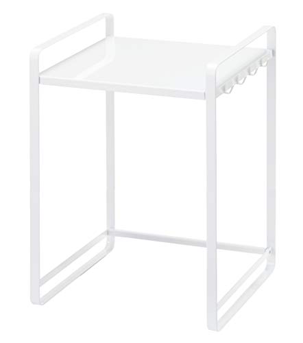 Yamazaki Home Expandable Kitchen Counter Organizer | Steel | Countertop Shelf, One Size, White