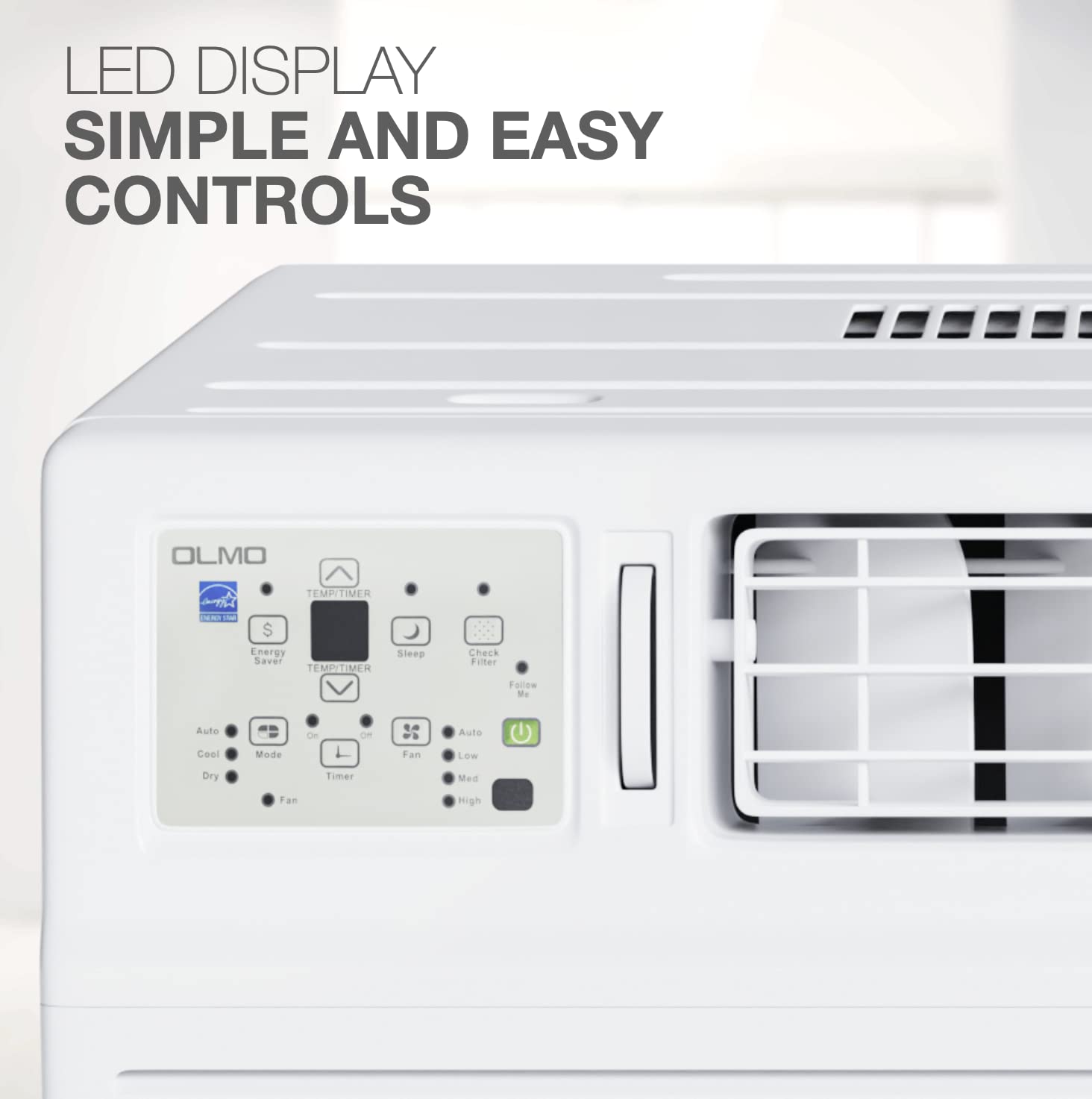 OLMO 18000 BTU Window Air Conditioner 11.8 CEER 208-230V with Remote Controller and Window Frame