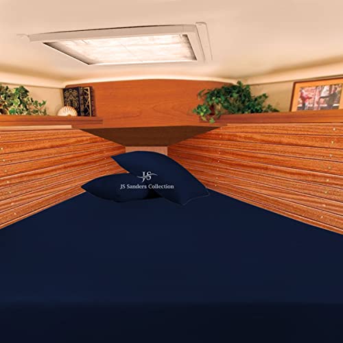 JS Sanders Collection 100% Egyptian Cotton Universal XL-V Berth The Best Boat XL-V Berth Bedding Fits mattresses up to 8β Depth Sheet Set - 1000 Thread Count Navy Blue