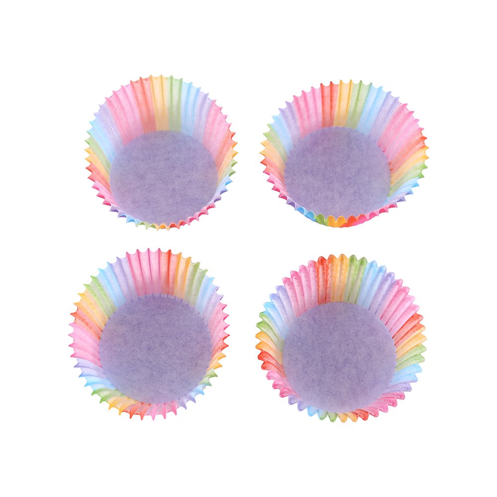 Cupcake Wrappers,100Pcs Rainbow Bright Standard Baking Cups Cupcake Liner Cupcake Paper Baking Cup Muffin Cases Cake