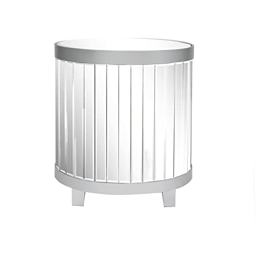 FFNUM Bedside Table Round Bedside Table 3 Drawer Mirror Bedroom Living Room Storage Cabinet Side Cabinet Furniture Mirror Cabinet Night Stand
