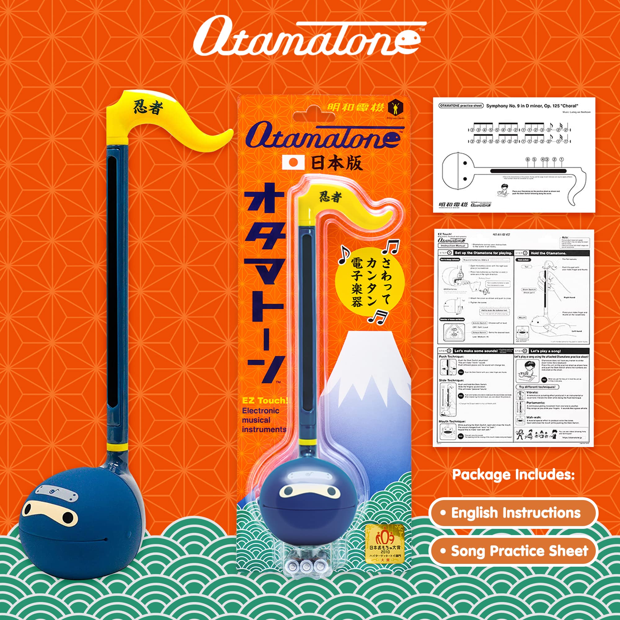 Otamatone Classic Ninja [Officially Licensed] Japanese Character Electronic Musical Instrument Portable Synthesizer from Japan Maywa Denki for Children Kids and Adults Gift