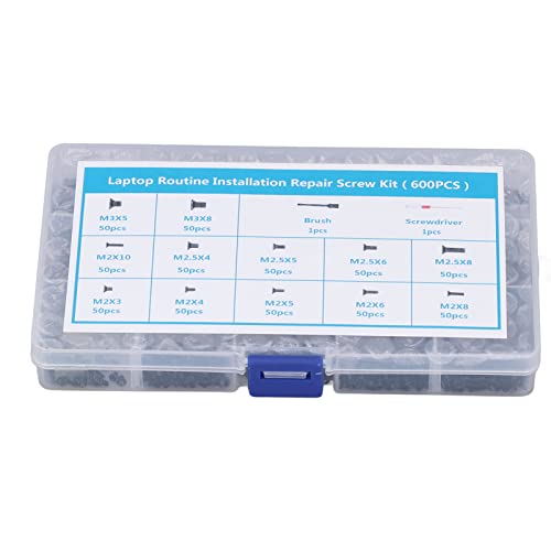 Electronic Repair Screws Kit, Various Sizes Standard Design Computer Screw Carbon Steel Black for Laptop