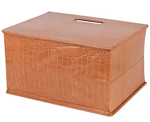 HofferRuffer Magazine Basket Holder, Foldable Magazine Rack, Document File Holder Organizer, File Folder, Newspaper Storage Bin Organizer for Home or Office, Home or Office (Brown)