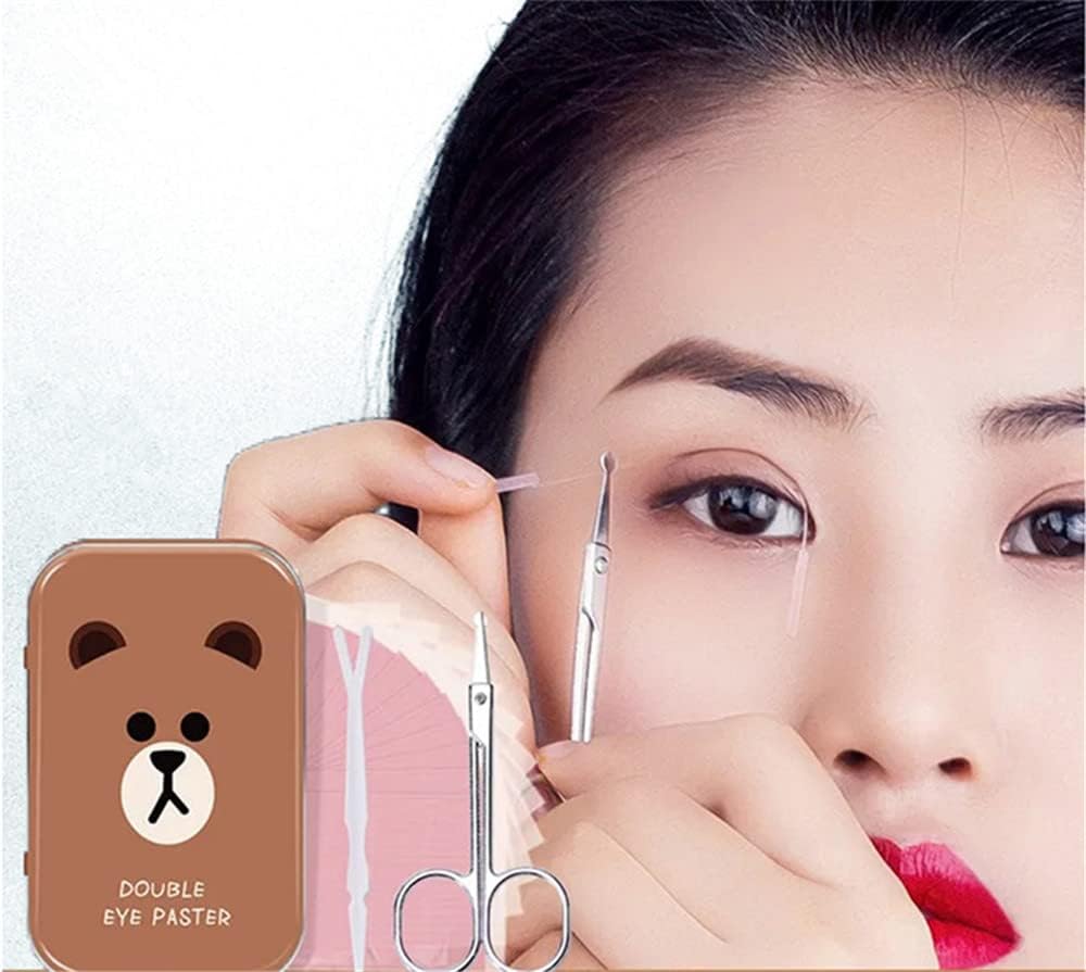 Double eyelid tape Eyelid Tape Invisible Eye Stickers Double Sided Tape Invisible Eyelid Lifter Strips for Hooded, Droopy, Uneven, Mono-eyelids (with Fork rods, Scissors)