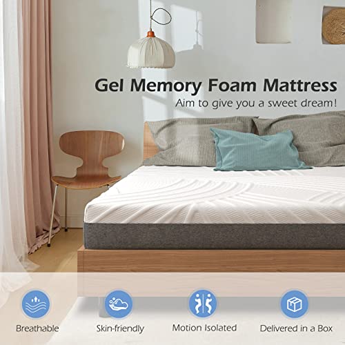 Giantex Memory Foam Mattress, 8 inch Mattress Queen with Gel Infused Memory Foam & Bamboo Charcoal Foam for Cool Refreshing Sleep, Medium Firm, Hybrid Bed Mattress in a Box