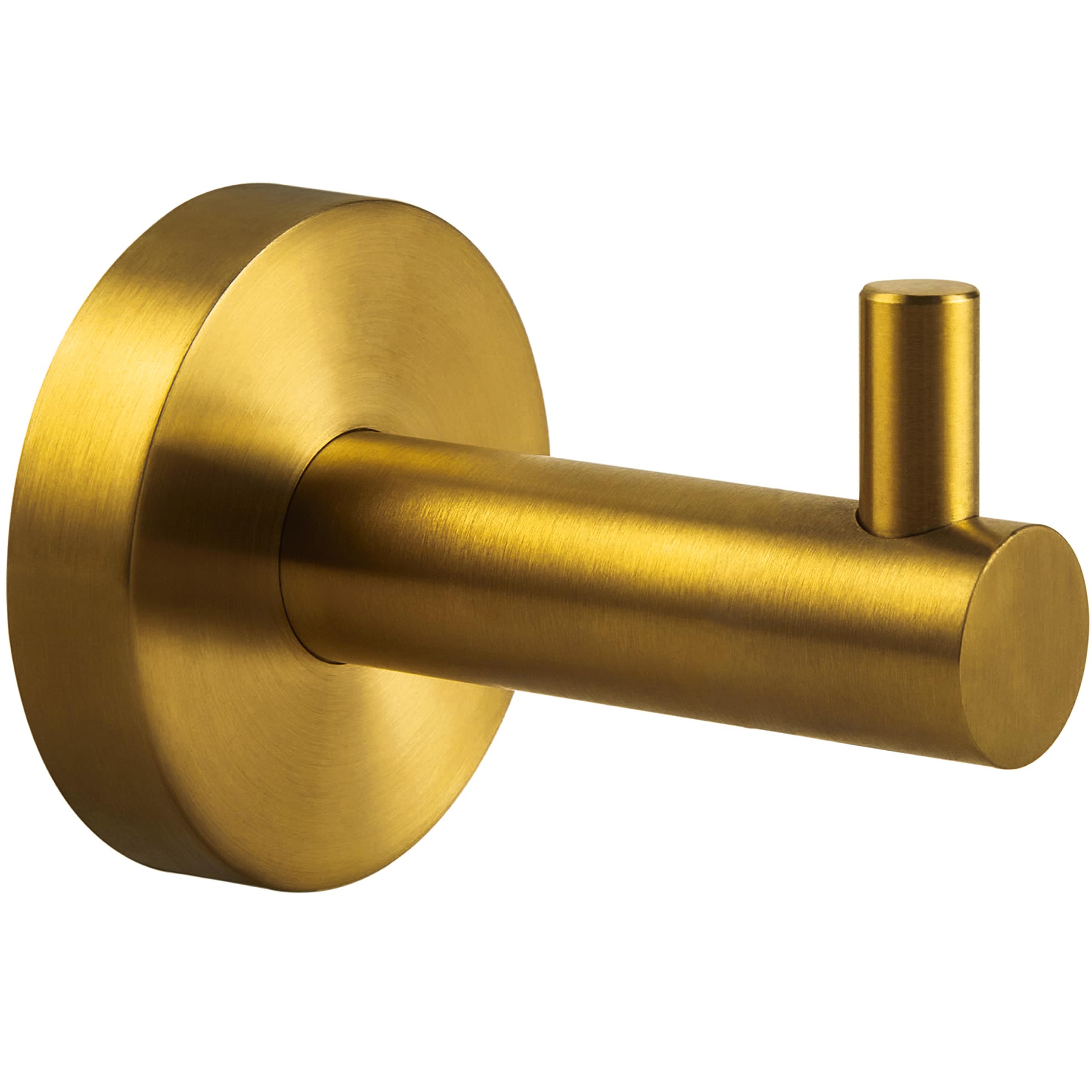 HITSLAM Gold Towel Hooks for Bathroom Wall Mounted, Brushed Brass Wall Mount Hooks Heavy Duty Premium SUS 304 Stainless Steel Rustproof 2 Pack