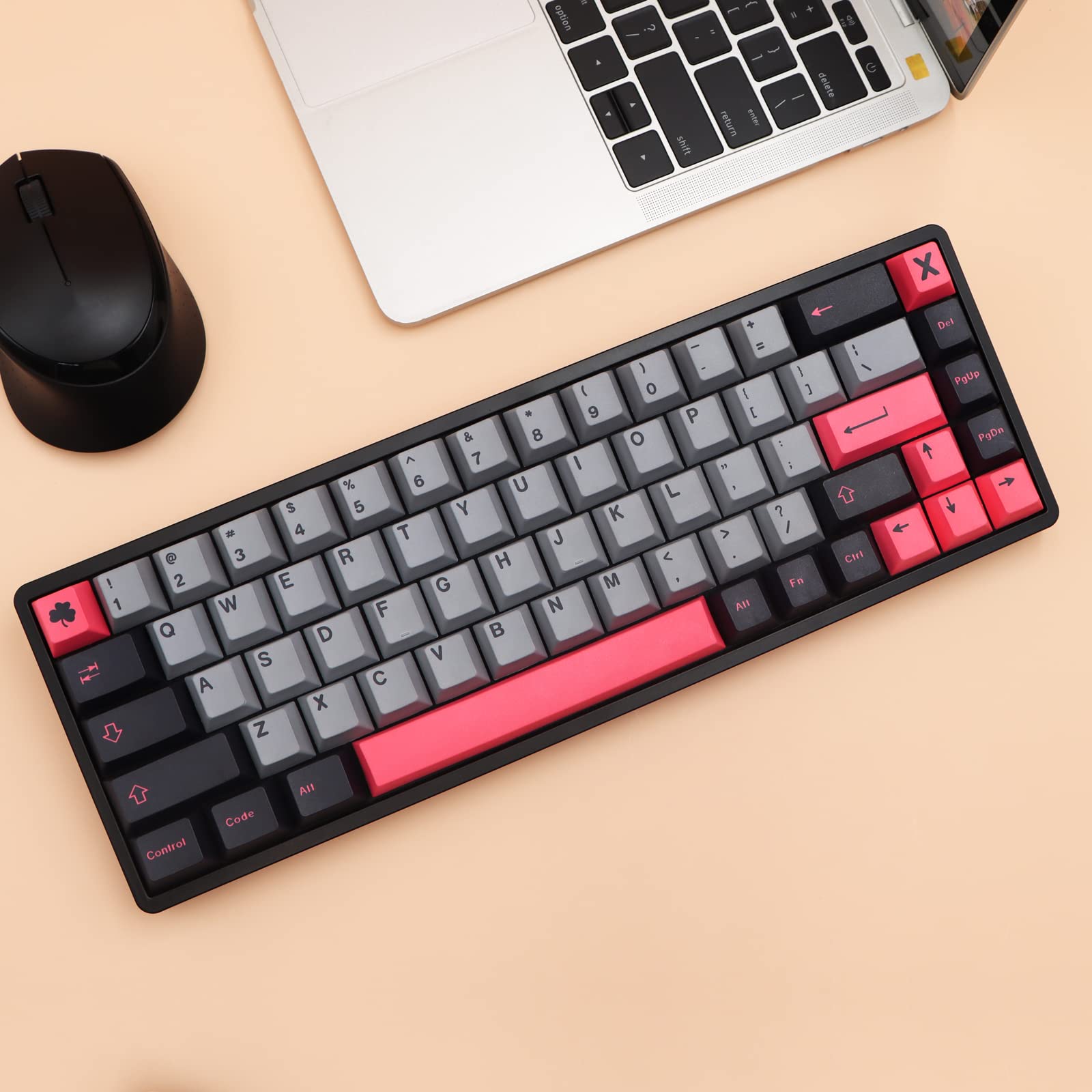 PBT GMK 8008 Keycaps, 129 Set MOLGRIA Keycaps 8008 for Gaming Keyboard, Cherry Profile Dye Sublimation Keycaps Gray and Pink with Keycap Puller for Gateron Kailh Cherry MX 104/87/74/61 60 Keyboard
