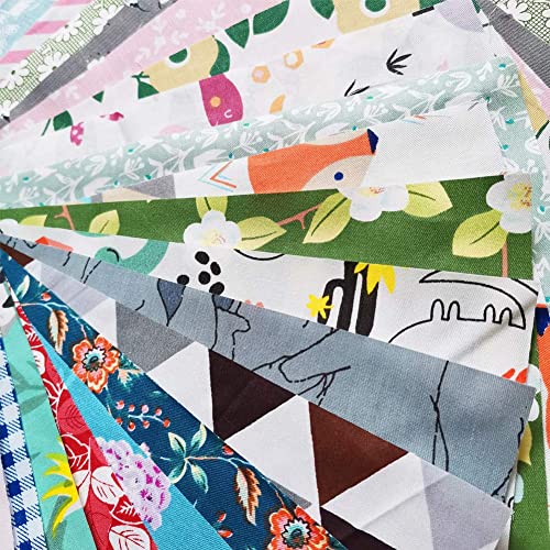 CJINZHI Fat Quarters Fabric Bundles, 50 pcs/lot Top Cotton 5.9" x 5.9" (15cm x 15cm) Squares Patchwork, Precut Quarter Sheets & Different Pattern for DIY Sewing Mask & Quilting Crafting.