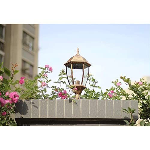 JSBDPHW Retro Style E27 Pillar Lamp Outdoor Waterproof Post Light Glass Lampshade Villa Courtyard Fence Column Light Lawn Lamp Base Landscape Light