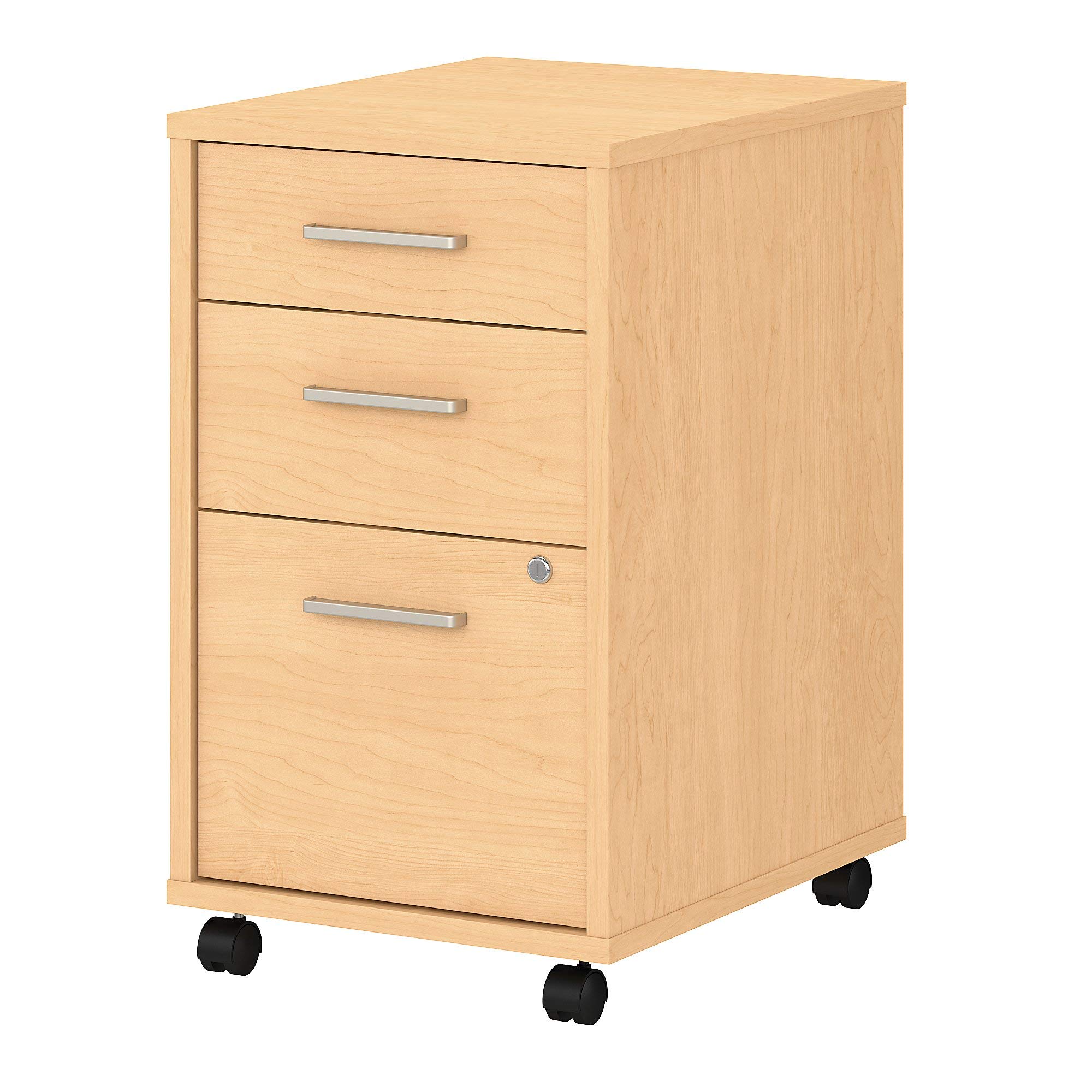 Bush Business Furniture Method 3 Drawer Mobile File Cabinet-Assembled, Natural Maple