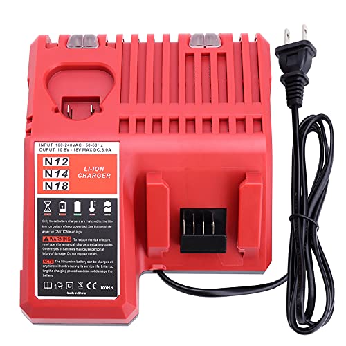 Elefly Replacement for Milwaukee M-12 M18 Battery Charger 48-59-1812, Compatible with Milwaukee 12V-18V M18 Battery 48-11-1852 48-11-1850 M-12 48-11-2460 48-11-2411