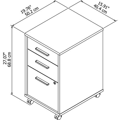 Bush Business Furniture Method 3 Drawer Mobile File Cabinet-Assembled, Storm Gray