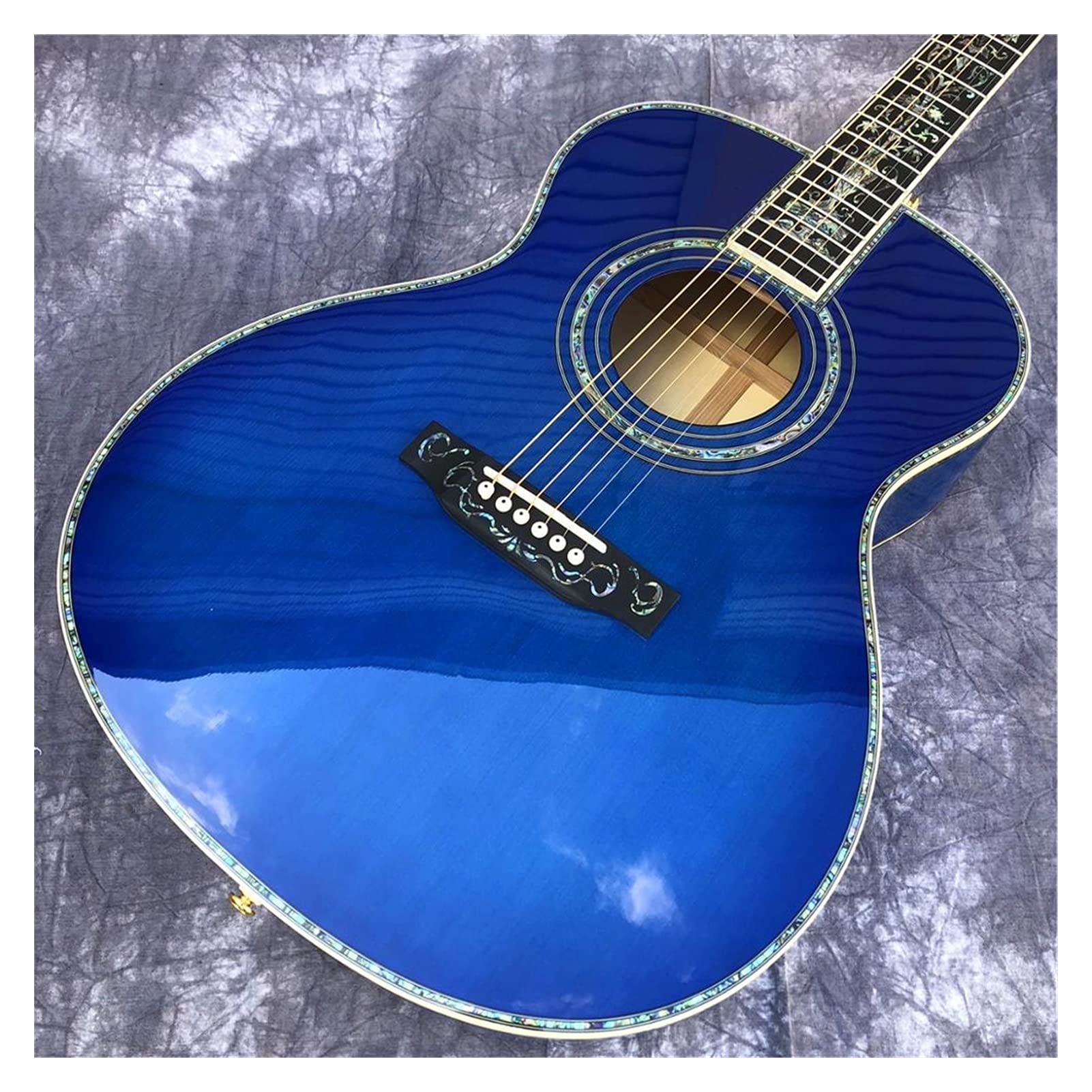 CJWSLYT Guitar Solid Spruce Top Style Acoustic Guitar, Ebony Fingerboard Blue Burst Maple Back and Sides Acoustic Guitar Electric Guitar (Color : Guitar, Size : 41 inches)