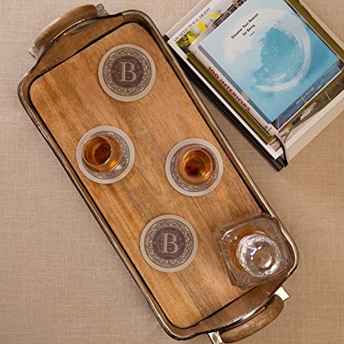 Thirstystone Monogram Letter B Absorbent Sandstone Coaster 4-Pack Made in The USA Decorative, Absorbent, Easily Wipes Clean