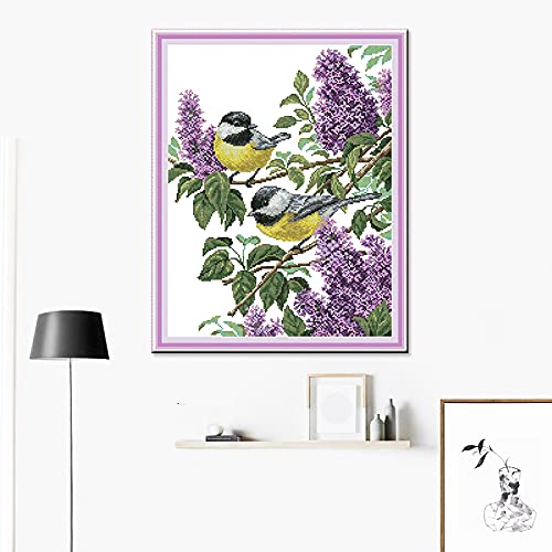 Joy Sunday Cross Stitch Kits Stamped Full Range of Embroidery Starter Kits for Beginners DIY 14CT 2 Strands - Two Birds 3(Printed) 14.6Γ18.1 inch