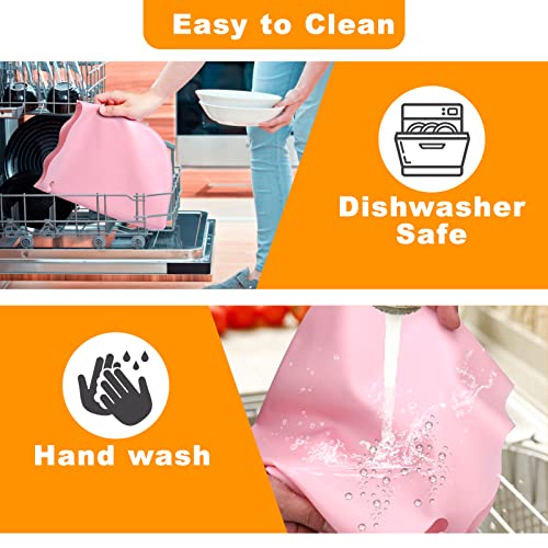 XANGNIER 2 Pack Silicone Slow Cooker Liners for 6,7,8 Quarts Crockpot, Reusable Silicone insert,Leakproof & Easy Clean,Cooking Bags for Oval or Round crock pot,Slow Cooker Accessories(Pink+Yellow)