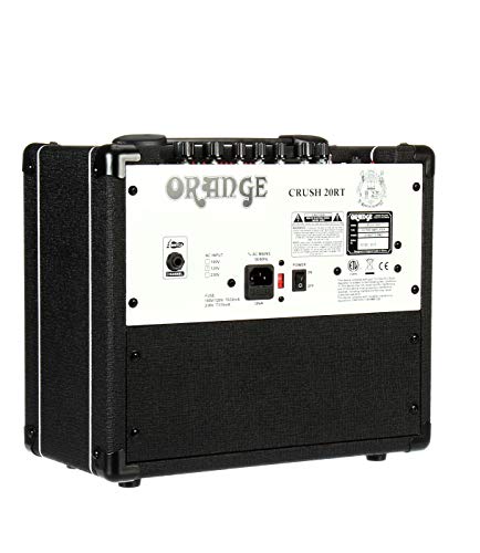 Orange Amps Crush 20RT Amplifier for Electric Guitars (Black) Bundle with Blucoil 10-FT Straight Instrument Cable (1/4in), 2-Pack of Pedal Patch Cables, and 4-Pack of Celluloid Guitar Picks