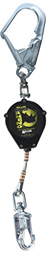 Miller CFL-5/9FT Black Rhino 9-Foot Self-Retracting Lifeline with Steel Swivel and Rebar Locking Snap Hook, Black