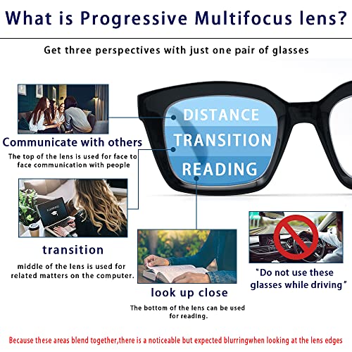 HIYANJN 3 Pack Progressive Multifocal Reading Glasses for Women Men Oprah style Blue Light Blocking Spring Hinger Readers 1.75