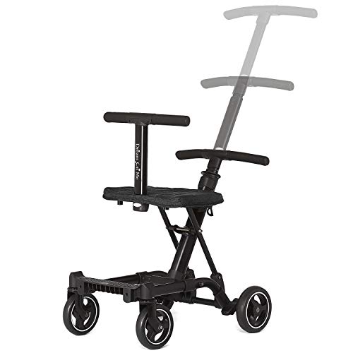 Dream On Me, Coast Stroller Rider with Canopy, Lightweight, One Hand Easy fold, Travel Ready, Sturdy, Adjustable Handles, Soft-Ride Wheels, Easy to Push, Black