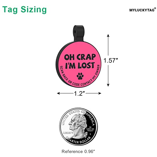 MYLUCKYTAG Silent Silicone QR Code Pet ID Tags Dog Tags - Pet Online Profile - Scan QR Receive Instant Pet Location Alert Email