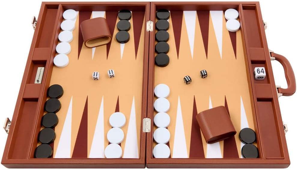 Silverman & Co. 19-inch Premium Backgammon Set - Desert Brown Board