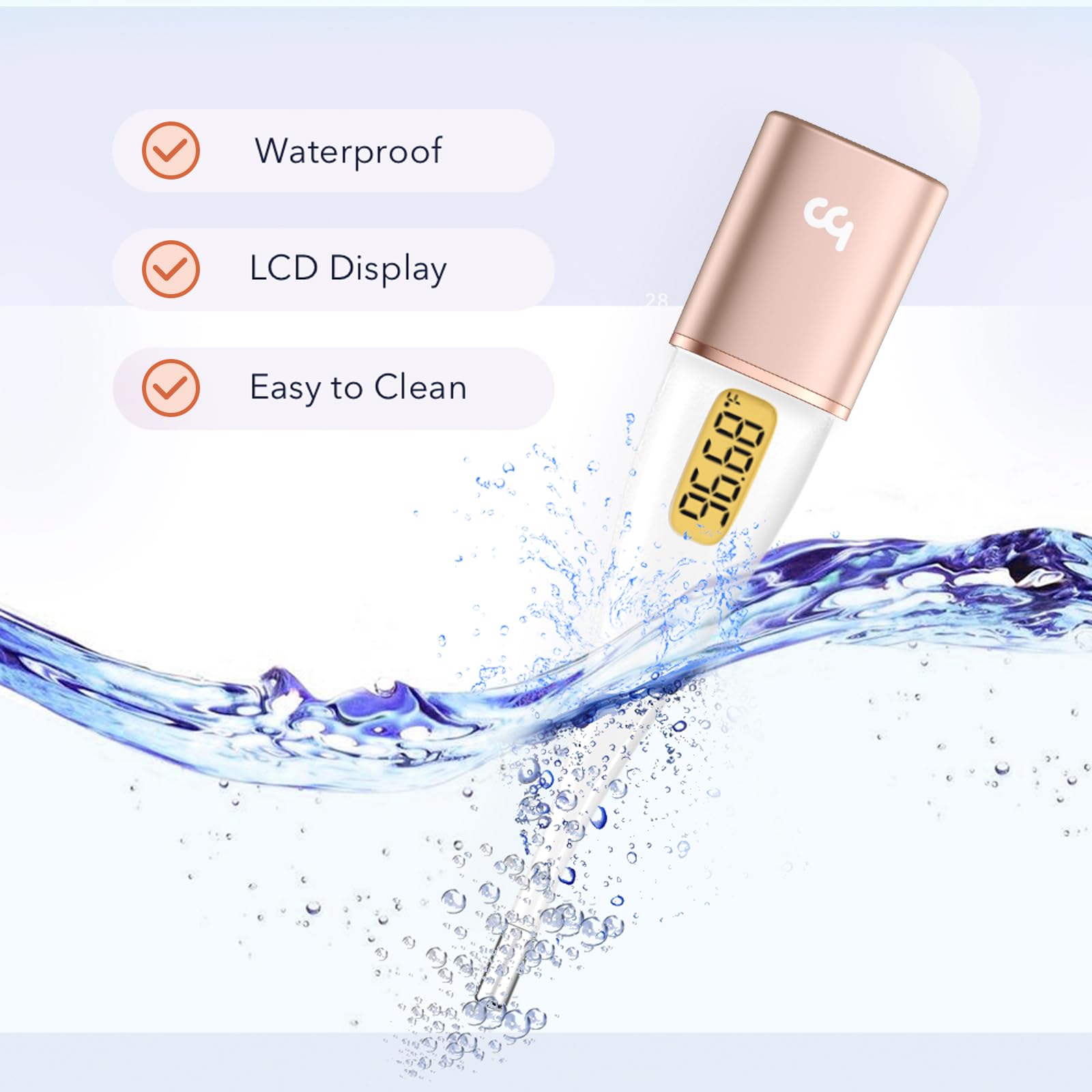 Femometer Smart Basal Thermometer, Intelligent BBT Thermometer with Bluetooth and Backlight, Fertility Monitor Period Tracker, Sync with Femometer APP, Gold