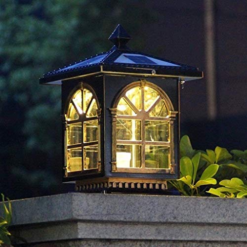 SPNEC Column Headlights, Solar Outdoor Lights, Garden Lights Home Waterproof, Vintage Aluminum Villa Terrace Landscape