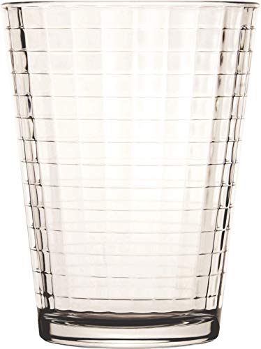 Circleware Matrix Juice Drinking Glasses, 4 piece Set, Heavy Base Tumbler Beverage Ice Tea Cups, Home & Kitchen Entertainment Glassware for Water, Milk, Beer, Whiskey Bar Decor, 7 oz, Clear
