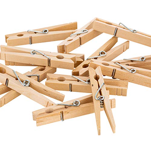 Woolite Extra Large Wooden 100 Pack Clothespins| Dimensions: 0.4 x 0.43 x 3.25 inches| Perfect for Indoor and Outdoor Use| Great for Hanging Clothes, Art & Crafts| Bags, Rust Resistant
