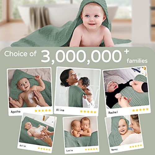 Yoofoss Baby Bath Towel 2 Pack 100% Muslin Cotton Hooded Towels for Babies, Infant and Toddler, Large 32x32Inch, Extra Soft and Absorbent Newborn Essential