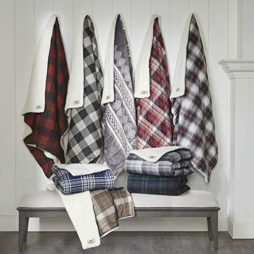 Woolrich Oversized Reversible Throw Blankets Premium Diamond Quilting, Cabin Lifestyle, Soft, Cozy Spun with Sherpa Reverse Cover for Couch, Bed and Office, 50x70, Tasha Red