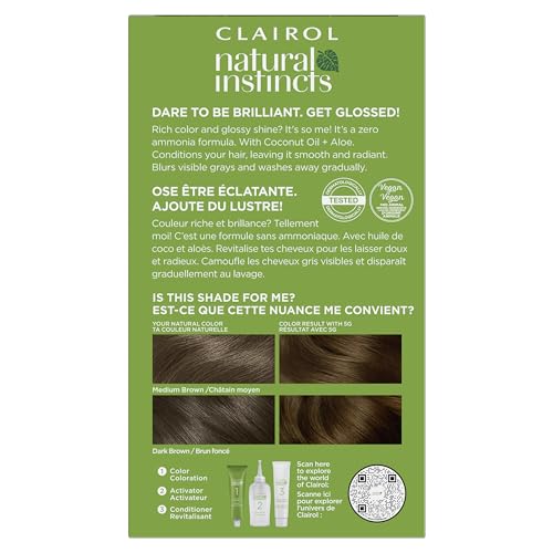 Clairol Natural Instincts Demi-Permanent Hair Dye, 5G Medium Golden Brown Hair Color, Pack of 1