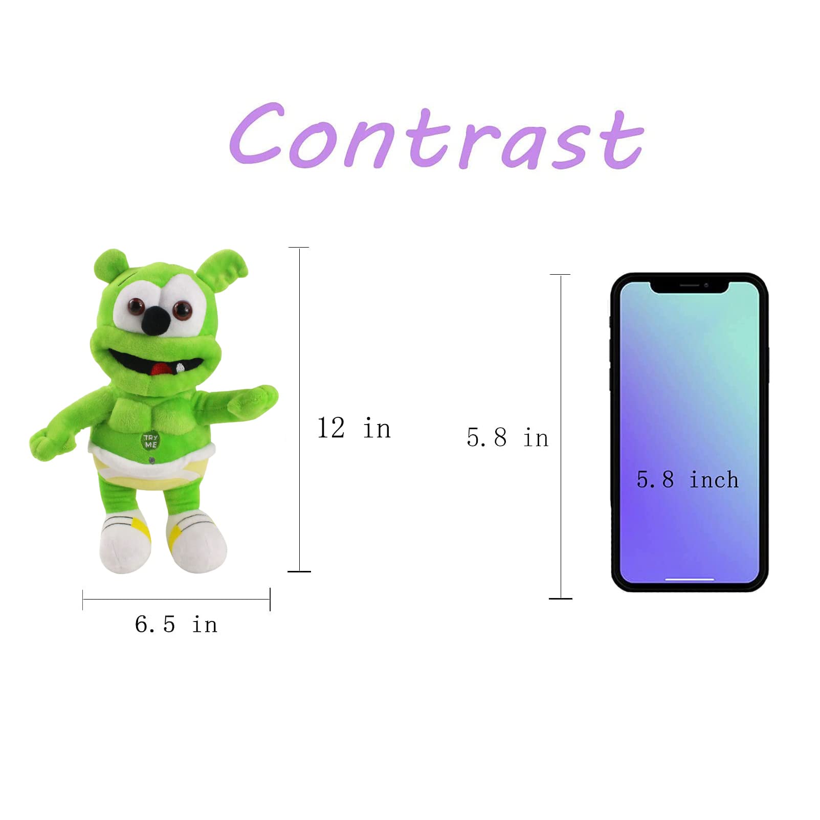 TUMPETY Gummy Bear Plush Green Singing Bear Toy Christmas Celebration Props Accompanying Toys Before Going to Bed (A5-JZ0167)