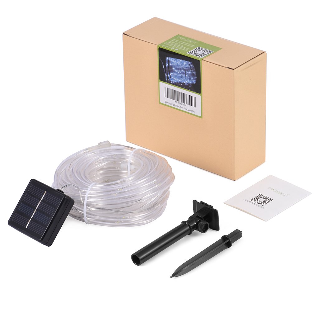 Oak Leaf Outdoor Solar String Lights, 41 Feet Solar Rope Lights 100LED Outdoor Lighting Rope, Waterproof Copper Wire Tube Lights with Solar Panel for Outdoor Indoor Home Garden Patio Parties
