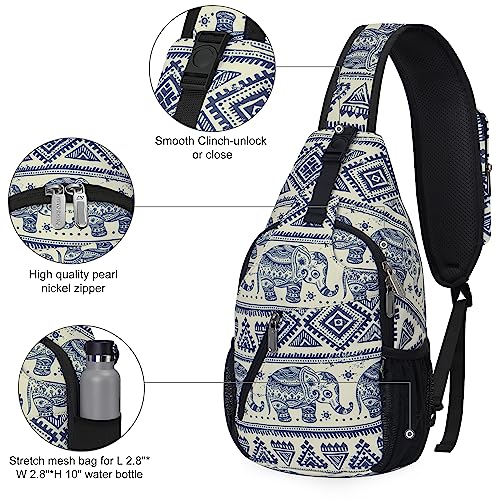 N NEVO RHINO Sling Backpack Multipurpose Crossbody Bag Sling Bag Daypack for Travel Hiking Sports (Lucky Elephant6)