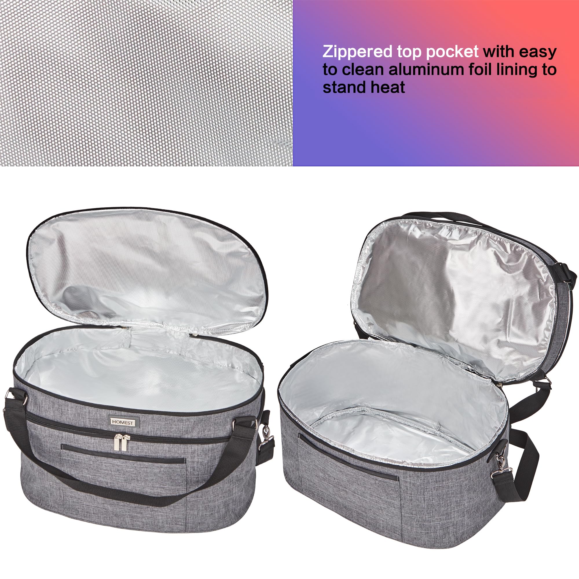 HOMEST Slow Cooker Bag for Crock-Pot 6-8 Quart, Insulated Travel Carrier with Easy to Clean Lining, Carry Case with Top Zip Compartment and Accessory Pocket (Bag Only)